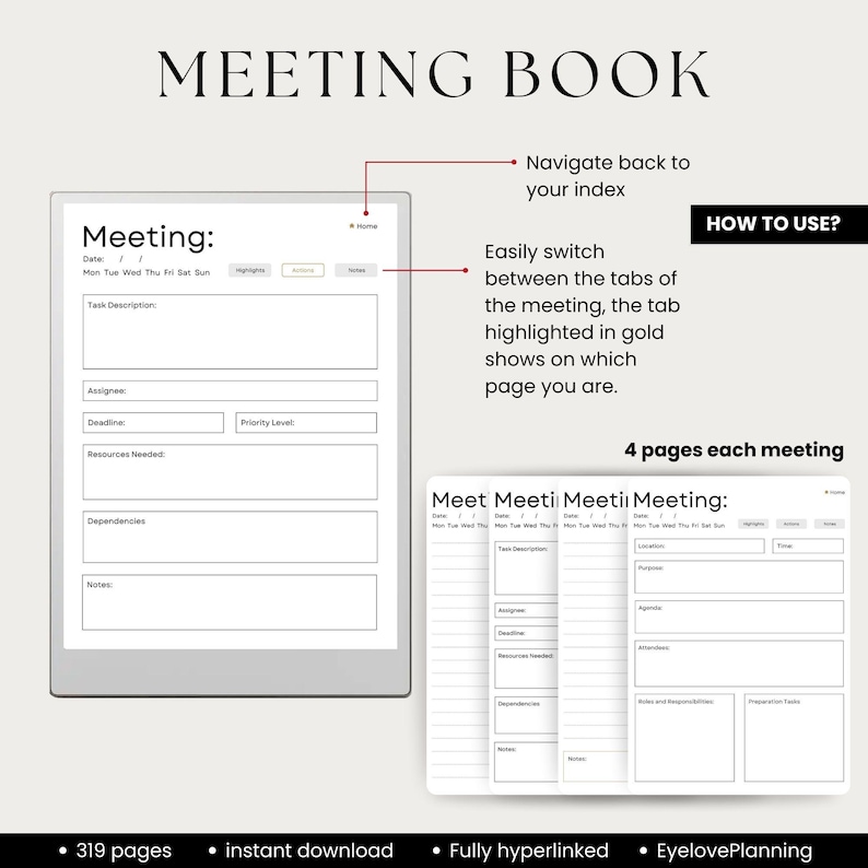 Bullet Journal + Meeting Book Bundle for Remarkable Paper Pro | Digital ...