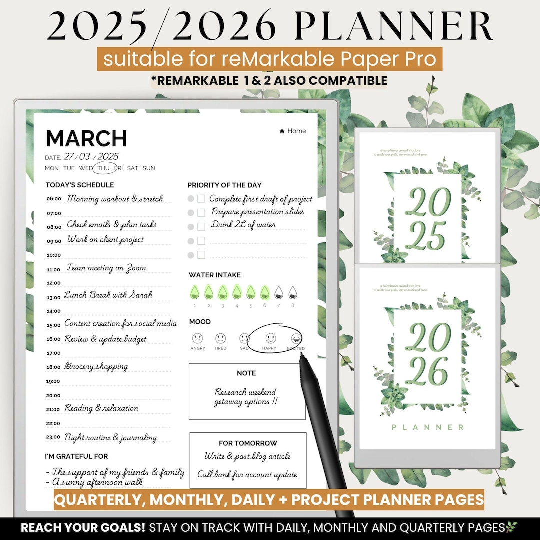 2026 Digital All in One Ultimate Planner for Remarkable Paper Pro & RM2 ...