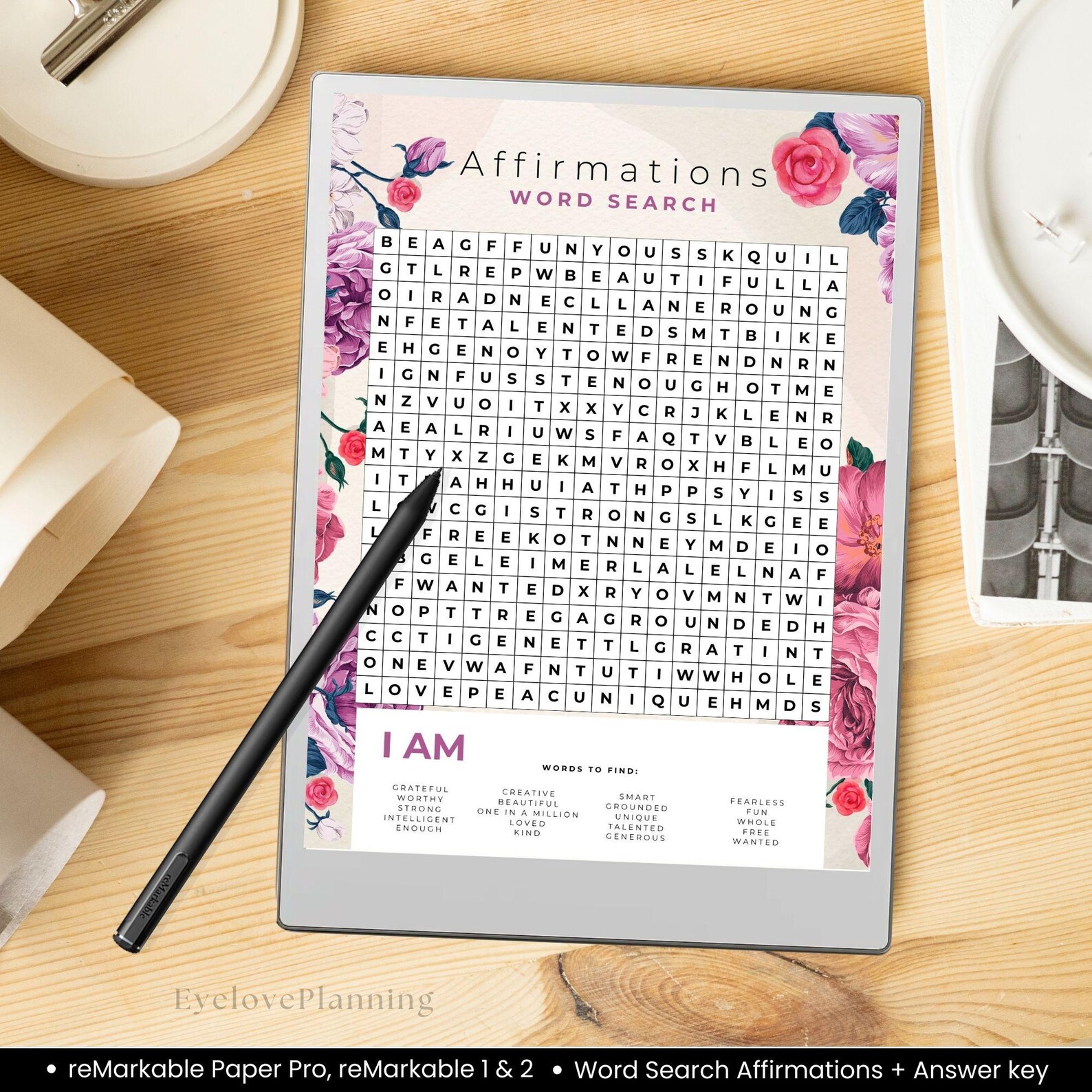 Affirmations Word Search for Remarkable Tablets, Digital Word Puzzle ...