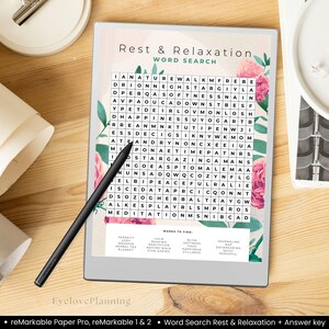 Rest & Relaxation Word Search for Remarkable Tablets, Digital Word ...