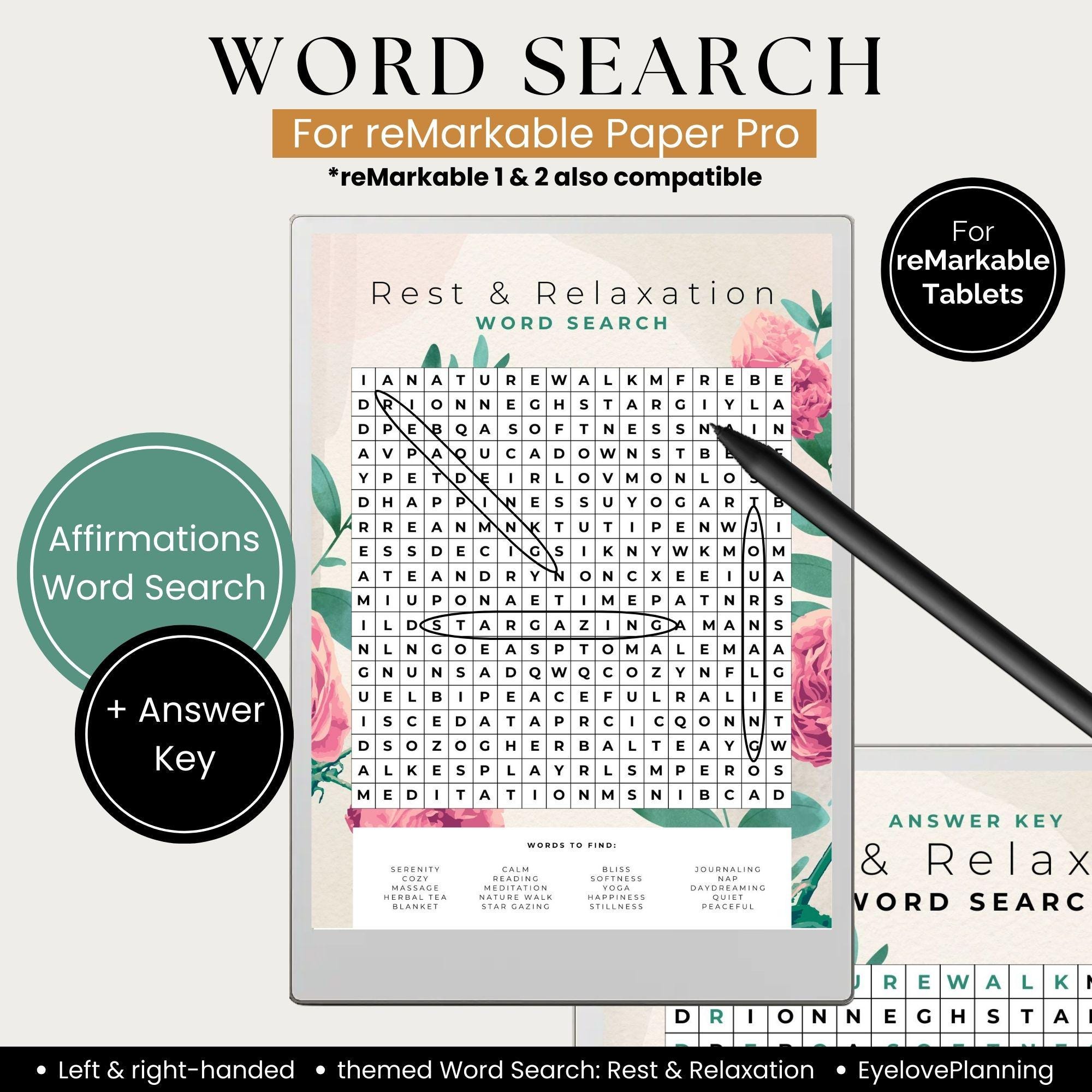 Rest & Relaxation Word Search for Remarkable Tablets, Digital Word ...