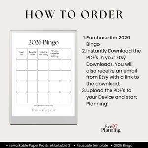 2026 Bingo for Remarkable Paper Pro | Goal Setting & Vision Board ...