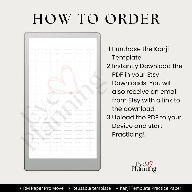 Kanji Template for Remarkable Paper Pro Move | Japanese Writing ...