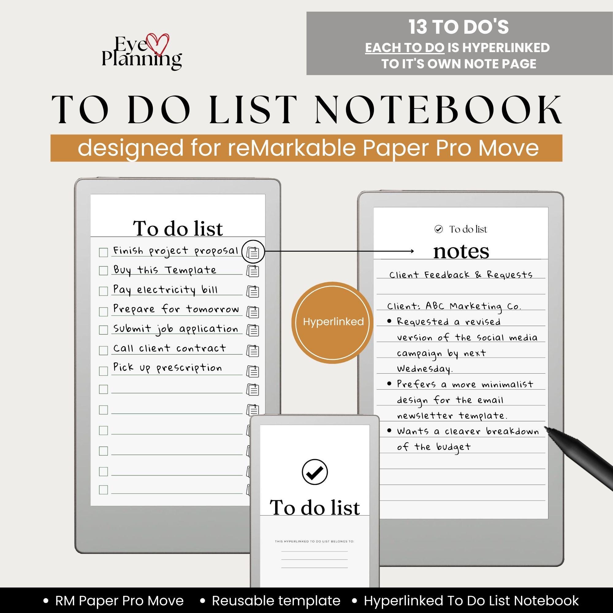 To Do List Notebook Designed for the Remarkable Paper Pro Move ...