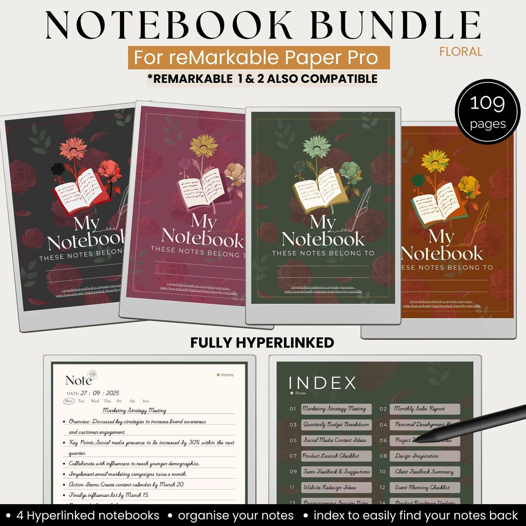 Notebook Bundle for Remarkable Paper Pro, Remarkable 1 and 2 | Fully ...