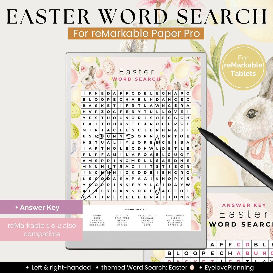 Easter Word Search for Remarkable Paper Pro, Digital Fun Puzzle Game ...