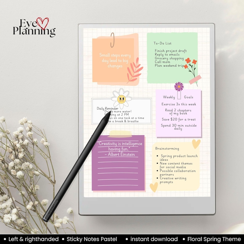Pastel Sticky Notes for Remarkable Paper Pro, Remarkable 2 & 1 ...