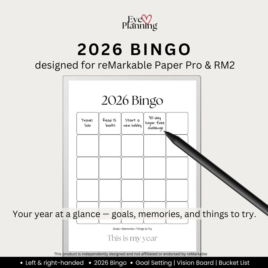 2026 Bingo for Remarkable Paper Pro | Goal Setting & Vision Board ...