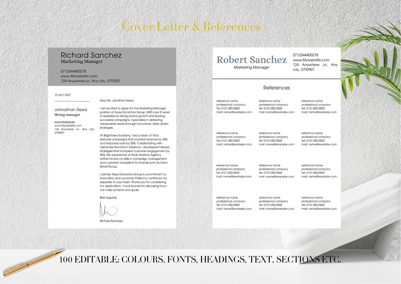 Professional Modern Resume With Photo | Editable CV for Canva ...