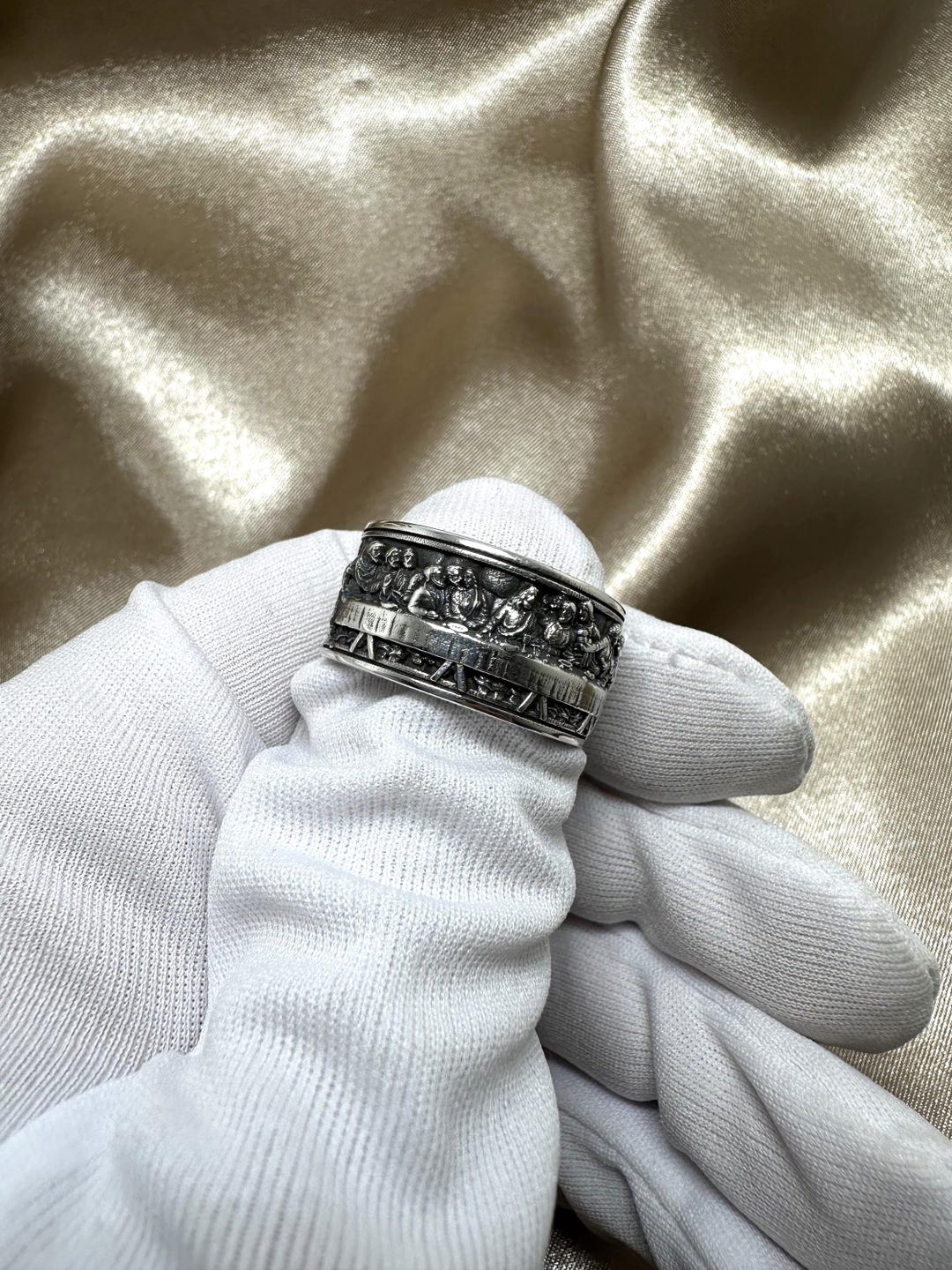 925 Sterling Silver Last Supper Ring – Handmade Religious Jewelry With ...