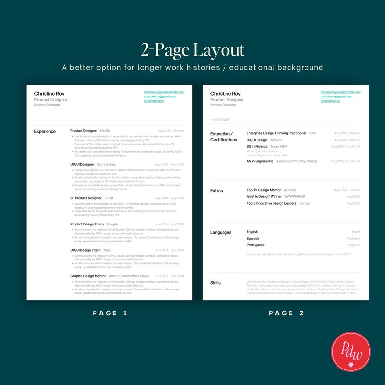 Editable Ats-friendly Resume Template | 1- and 2-page Options ...