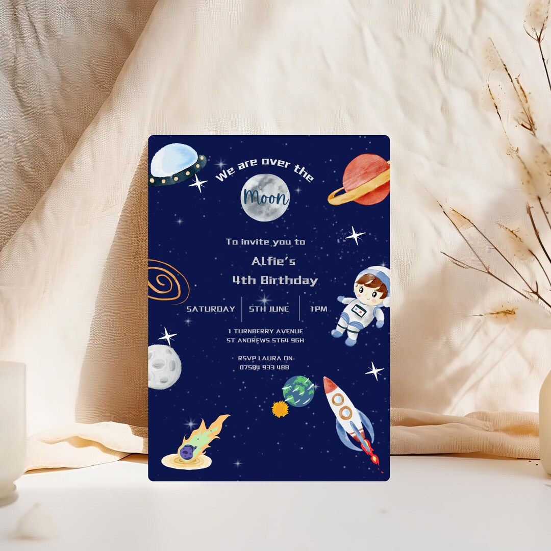 Space Themed Party Invitation,planets Editable Digital Personalised ...