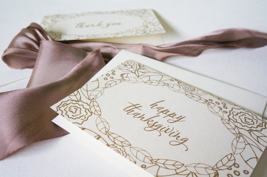 Botanical Thanksgiving Card: Calligraphy Greenery Design - Etsy