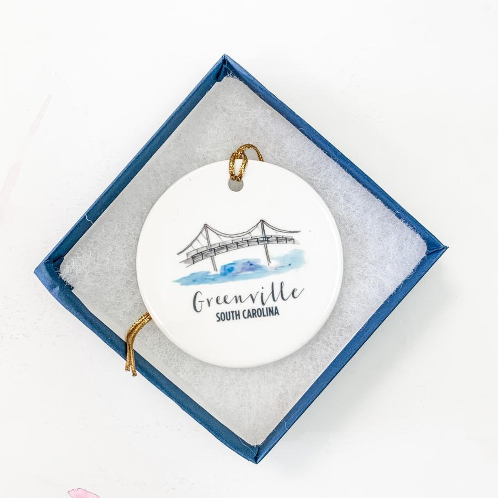 Greenville SC Ornament, Greenville Gifts, Ornaments, Liberty Bridge ...