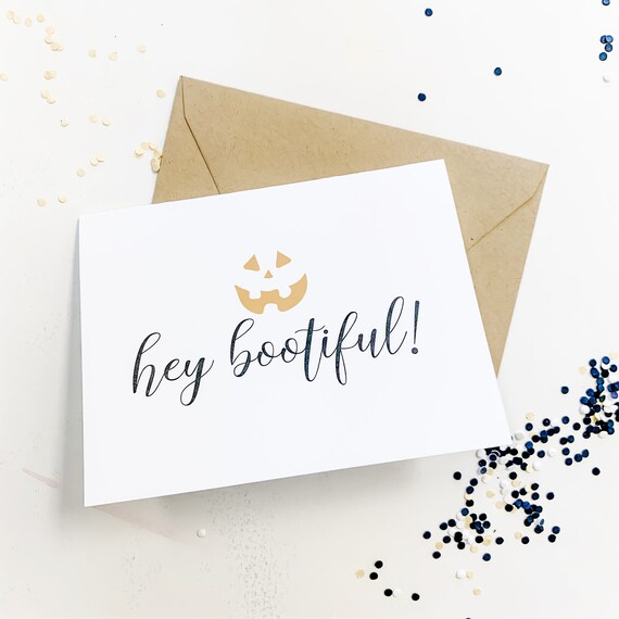 Halloween Card Hey Bootiful Card Trick or Treat Halloween | Etsy