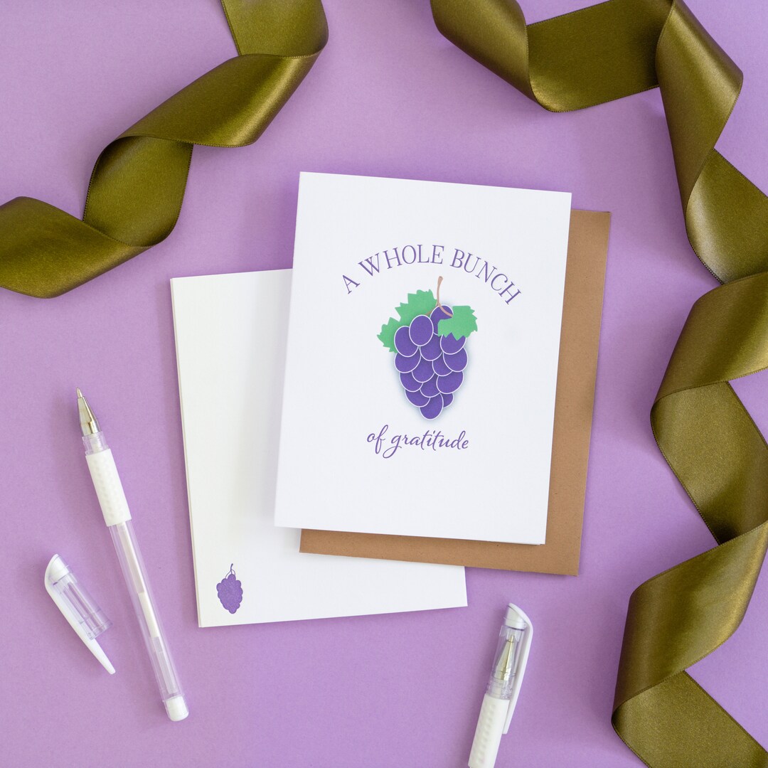 Grape Thank You Card: Letterpress Gratitude Card - Etsy