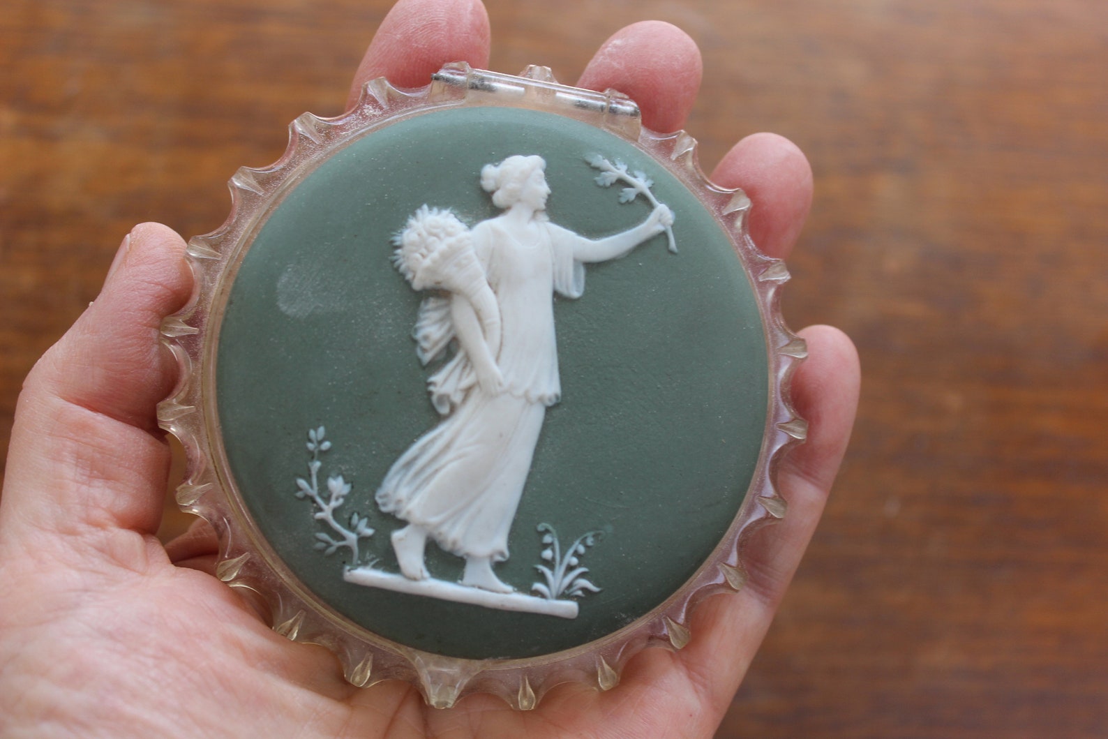 Compact Wedgwood Cameo Jasperware Sage Lucite VINTAGE by | Etsy