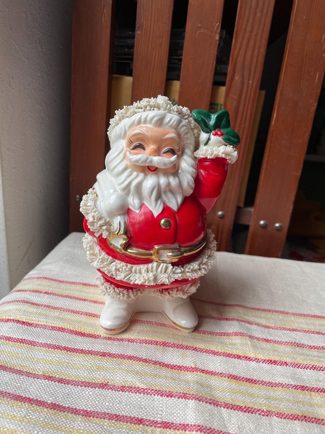 Santa Claus Bank Spaghetti Trim Figurine Inarco E-214 Japan VINTAGE by ...