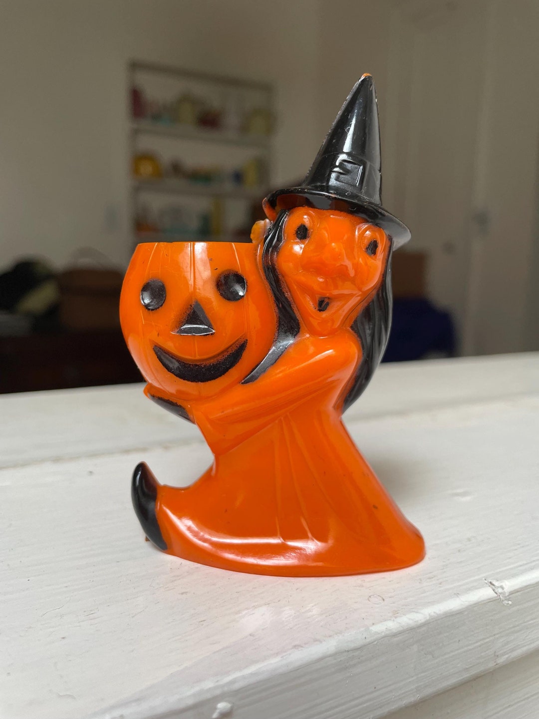 Rosbro Plastics Black Cat and Jack O Lantern Hard Plastic Vintage by ...