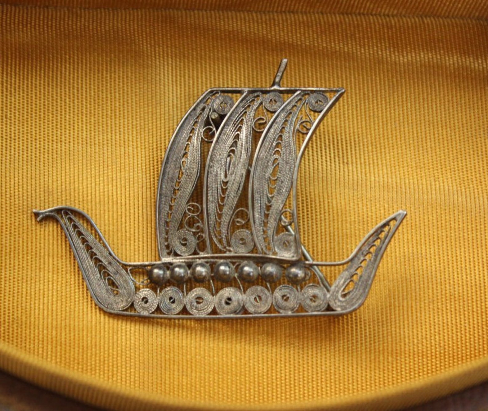 Sterling Silver Filigree Viking Ship Scandinavian Brooch | Etsy