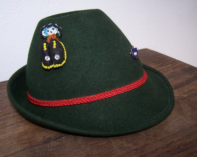Vintage German Alpine Hat Childs Size Beaded Pin Glacier National Park ...