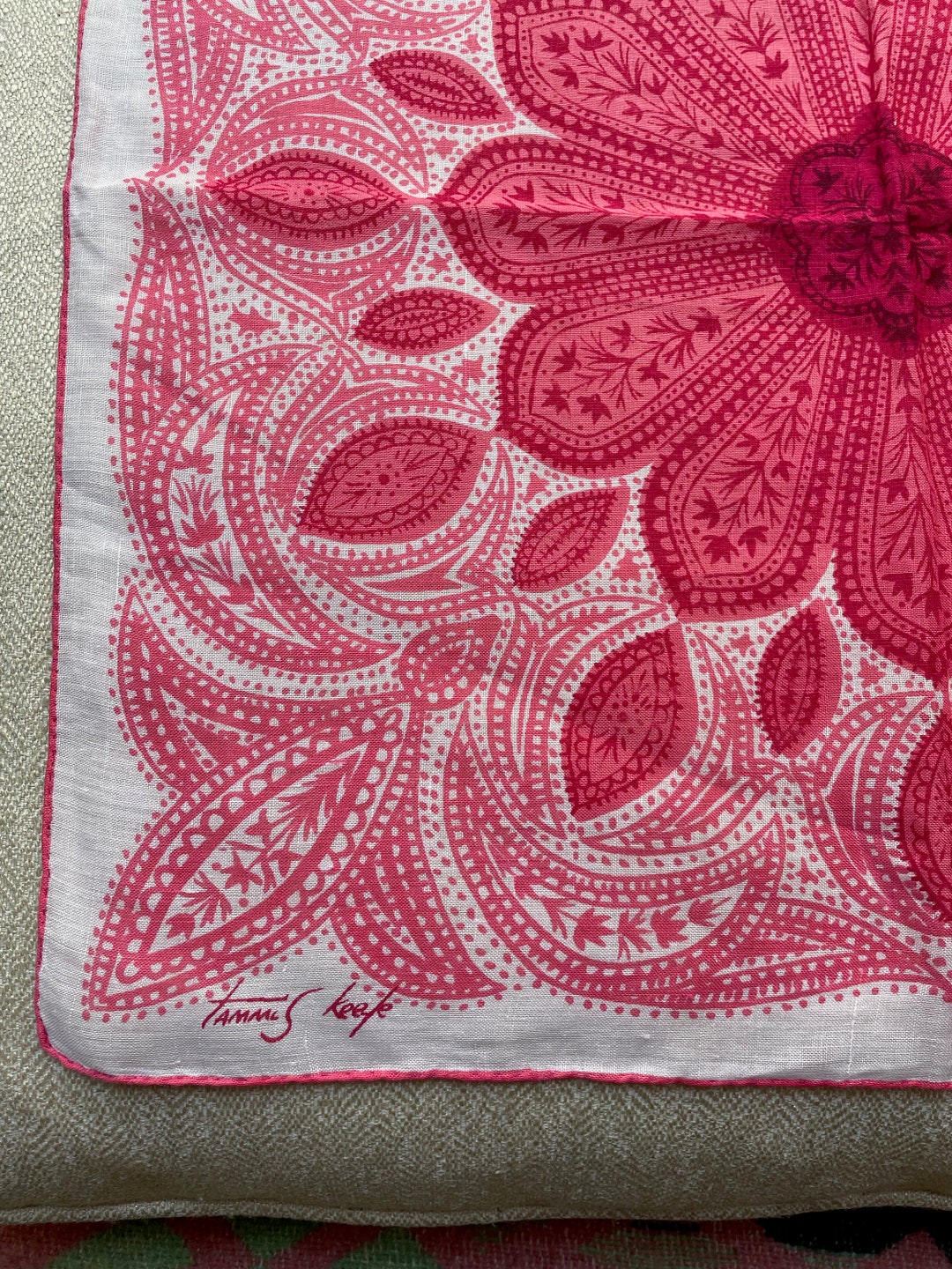 Tammis Keefe Handkerchief Pink Screen Print Mid Century VINTAGE by ...