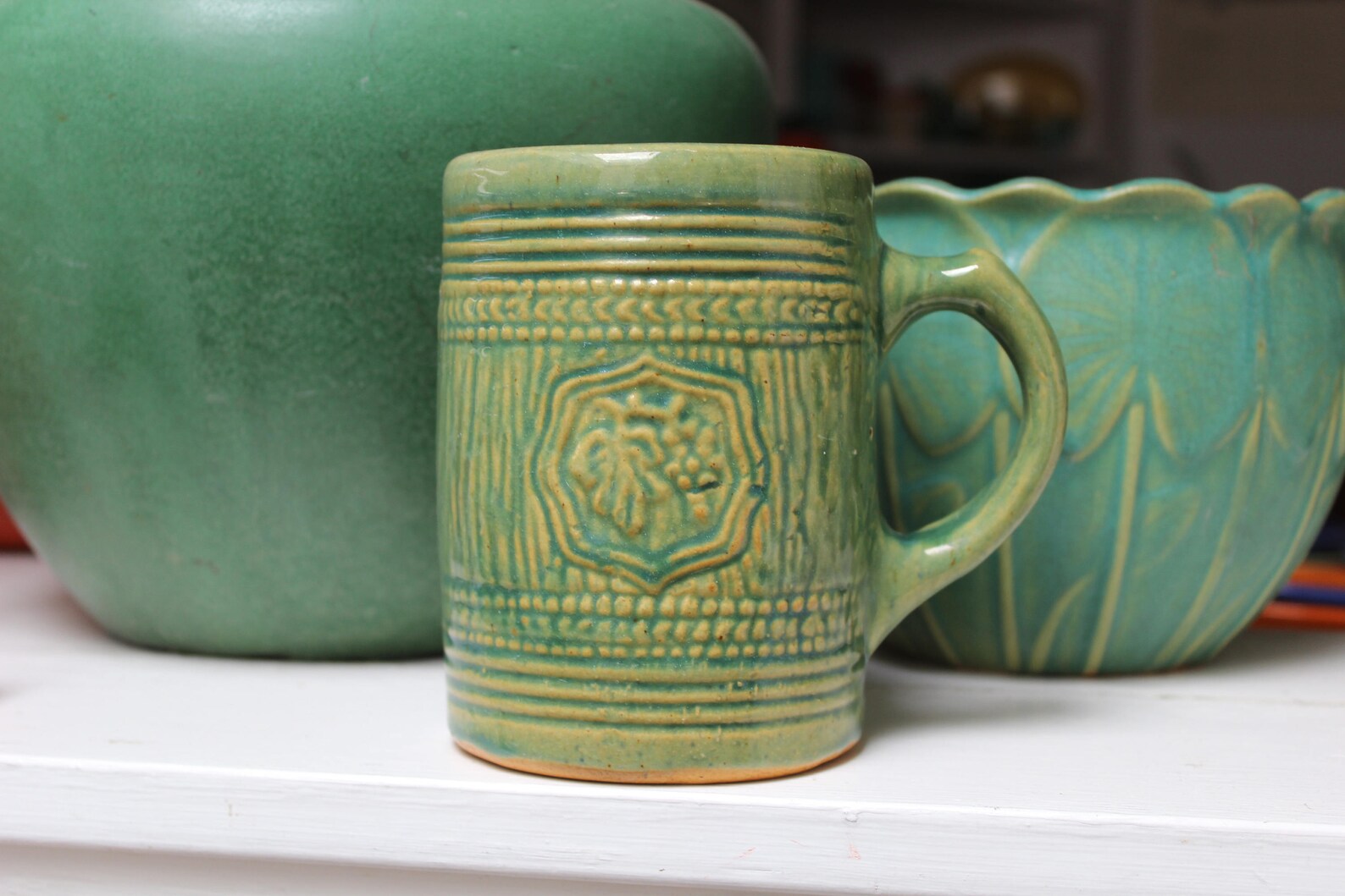 Mccoy Pottery Green Glazed Grape Shield Tanker Mug VINTAGE by - Etsy