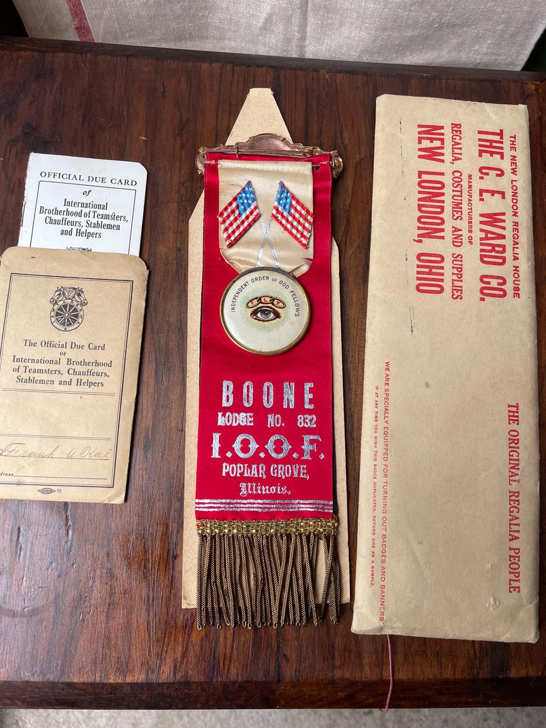 Vintage Fraternal Odd Fellows Ribbon Badge From Boone Illinois in ...