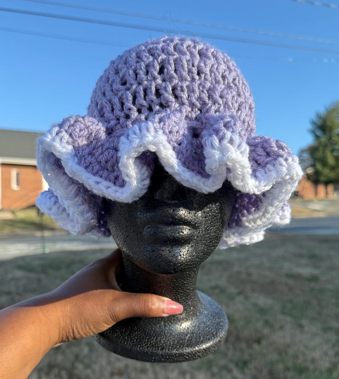 Lavender Wavy Brim/ Ruffle Hat - Etsy