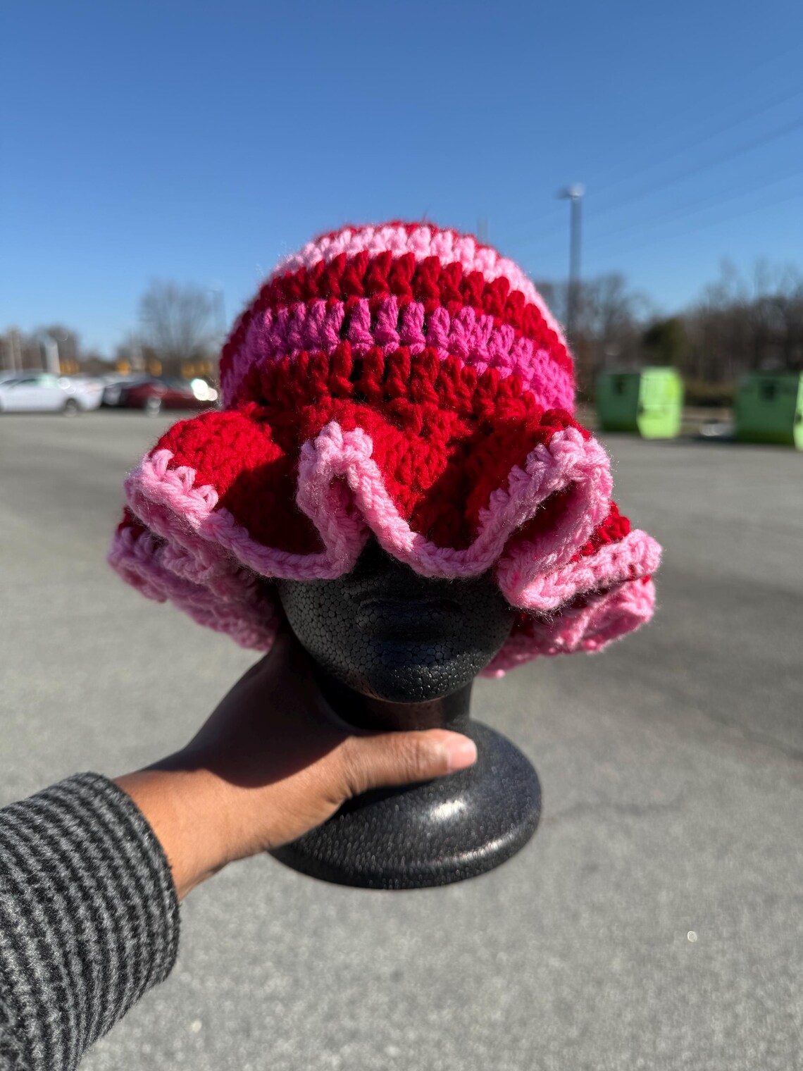 Pink and Red Wavy Brim/ Ruffle Hat - Etsy