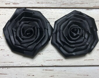 Black Satin Flowers - Etsy