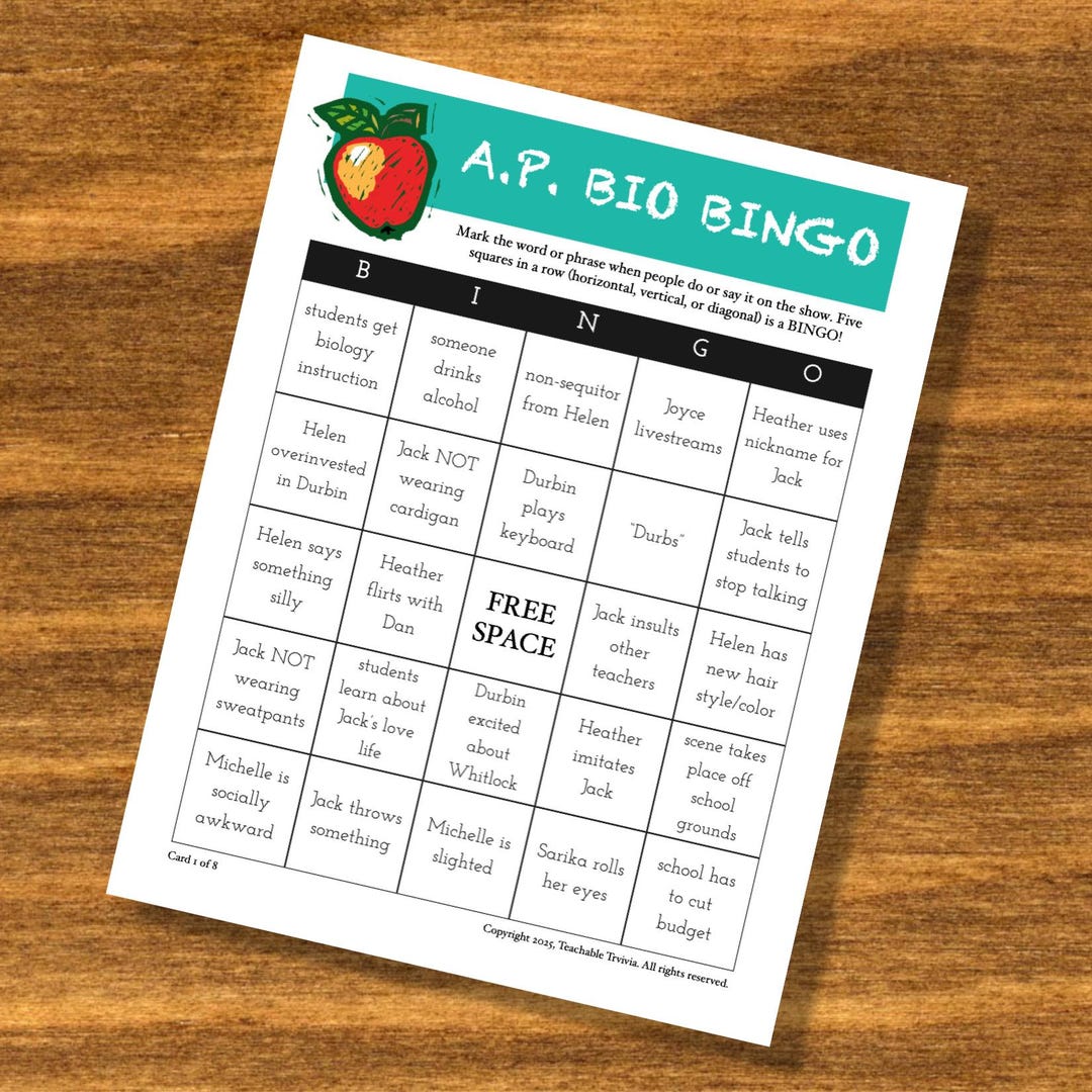 AP Bio Bingo, TV Television Watch Party, Game, Fan-tested!, PDF ...