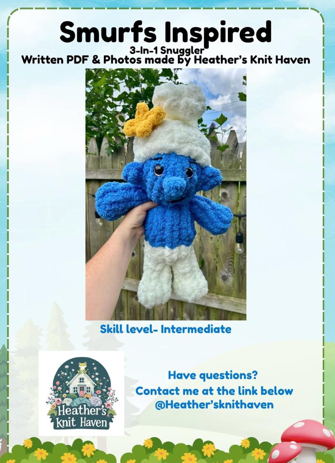 Smurf Inspired 3-in-1 Snuggler Pattern. This is a PDF With Detailed ...