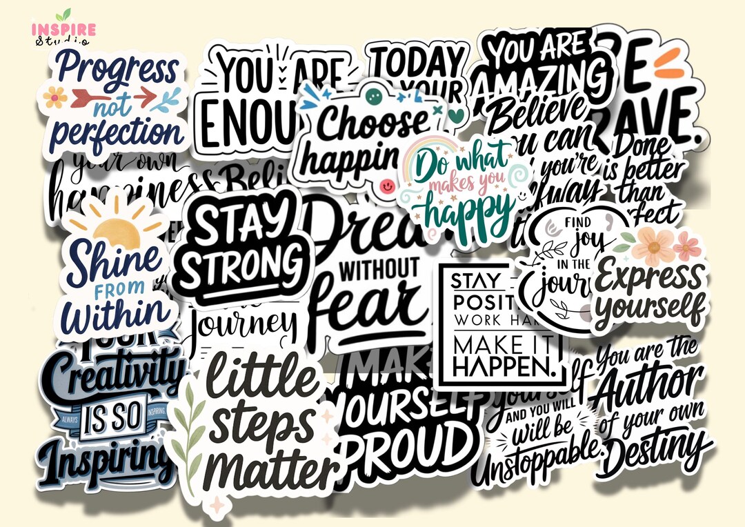 Empower & Inspire Stickers | 24 Inspirational Quote Pngs | Journal and ...