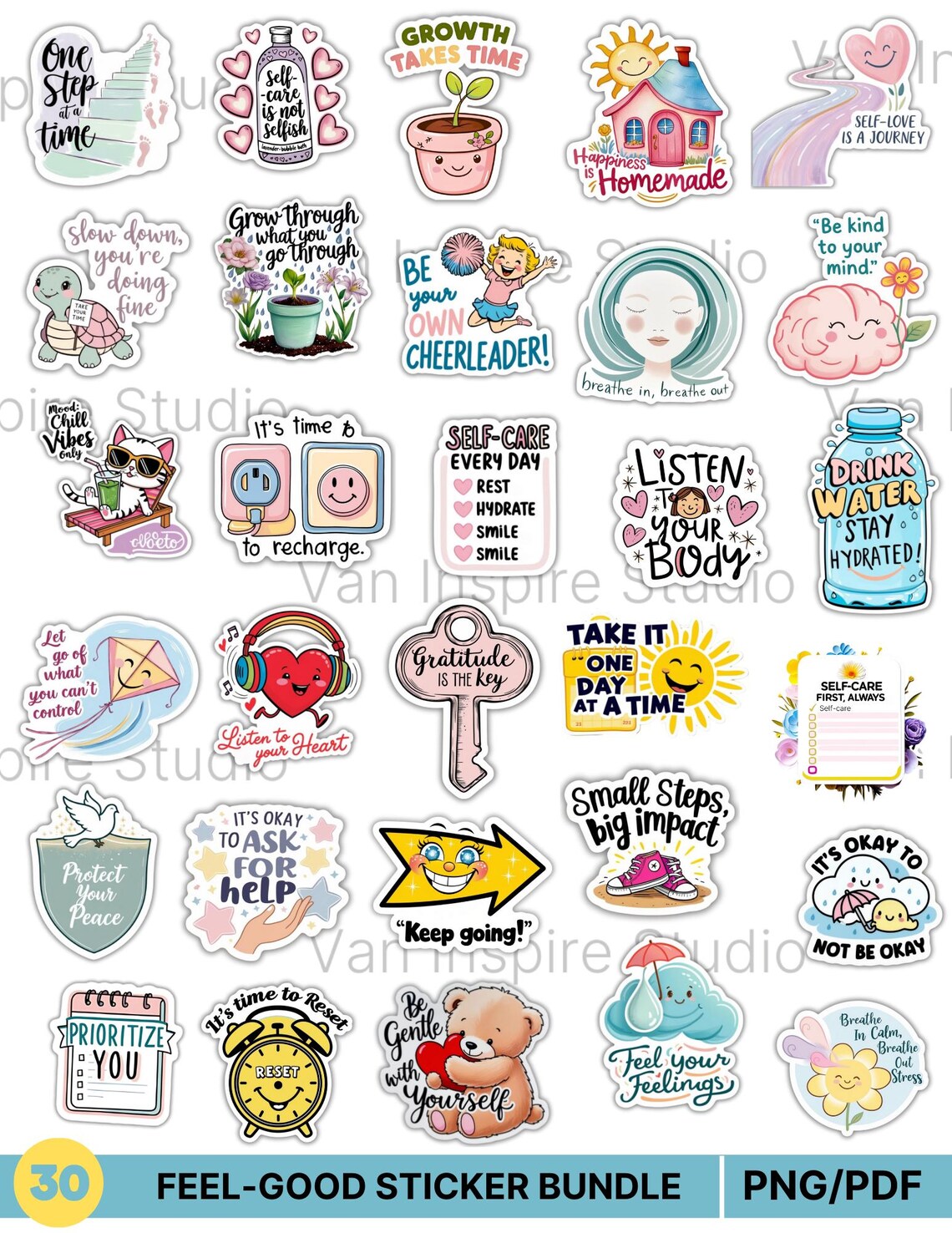 Mental Health Sticker Bundle | Self Care Stickers | Motivational Quote ...