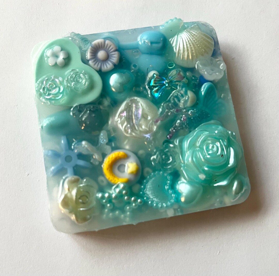 Pastel Blue Pearlescent Square Mini Picky Pad With Hidden Crystal ...