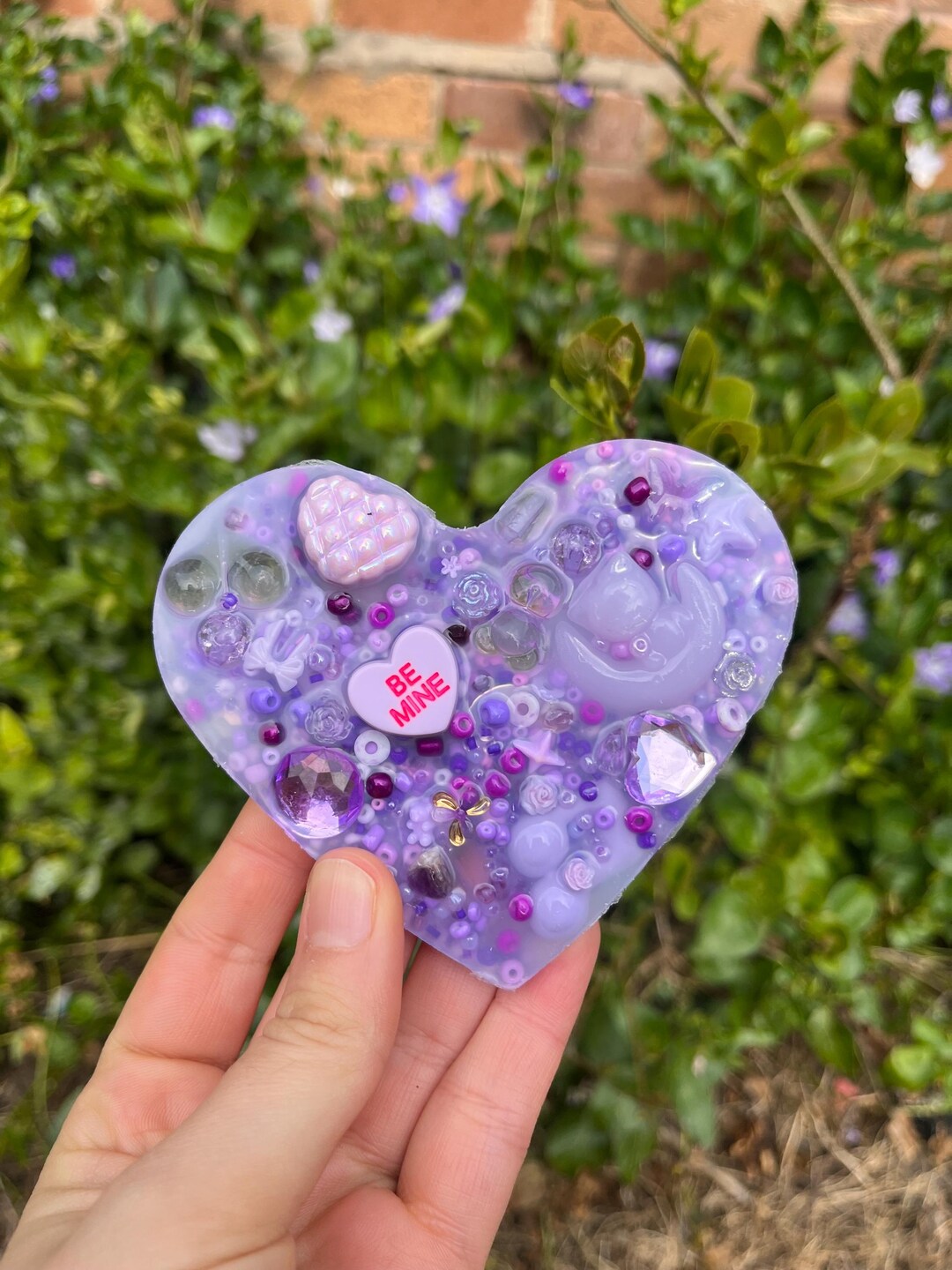 Purple Heart Shaped Picky Pad - With Hidden Crystal Inside. Stim Toy ...