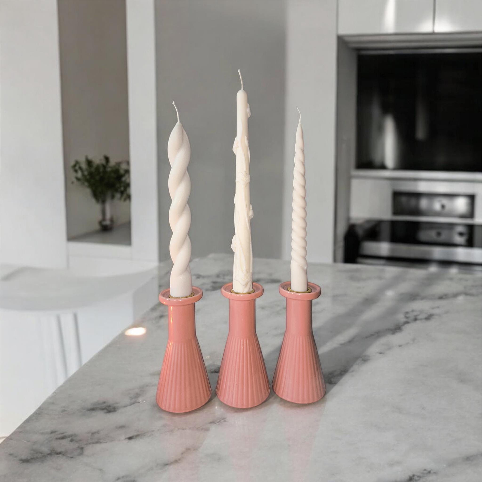 Spiral Taper Candle, Candlesticks, Twisted Candle, Soy Beeswax Candle ...