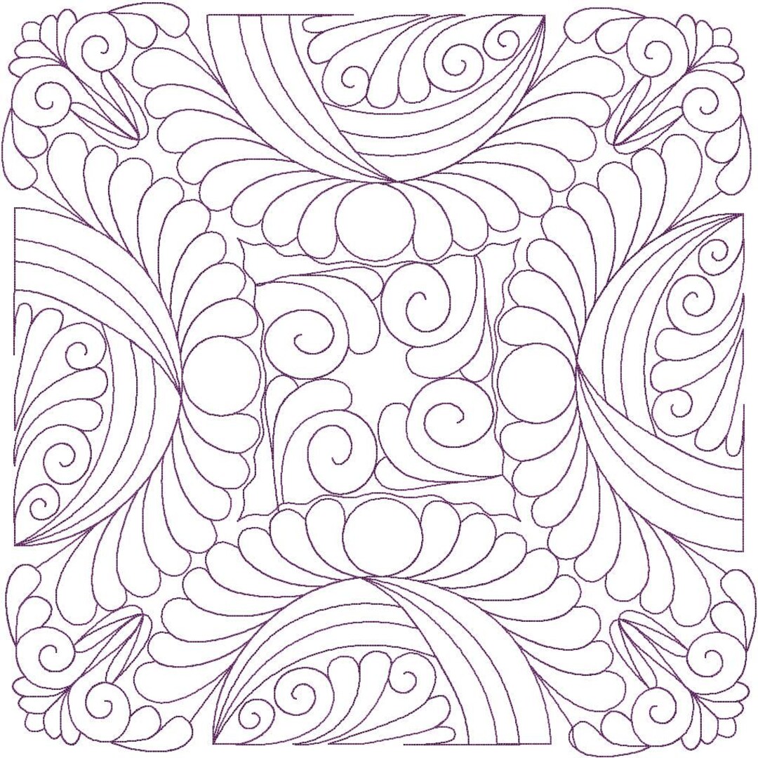Twisted Feathers Block Digital Design for Computerized Longarm Quilting ...