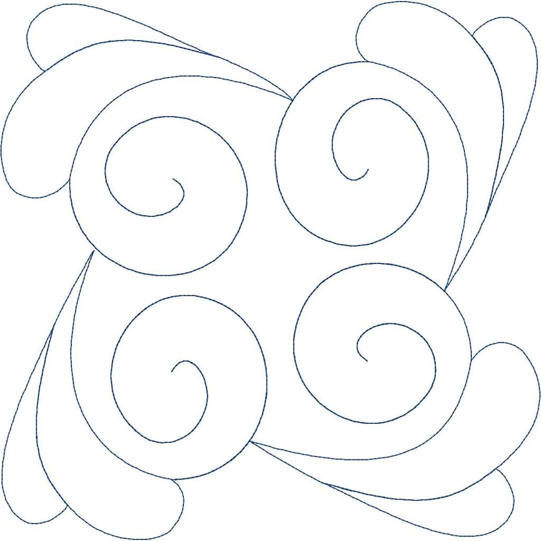 Curl Cornerstone Block Digital Design for Computerized Longarm Quilting ...