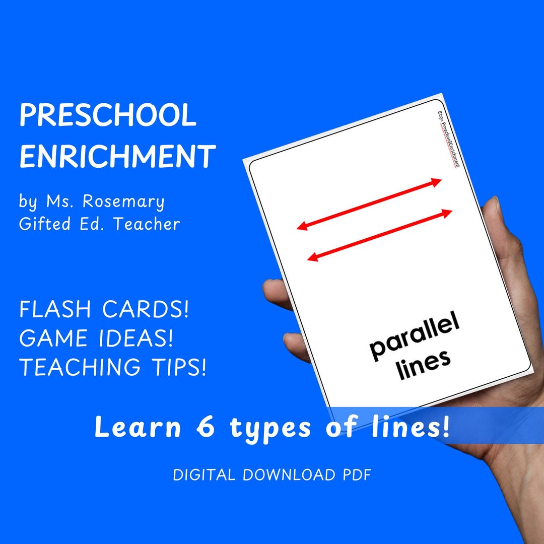 Types of Lines Flashcards, Fun Math Games for Kids, Preschool Advanced ...