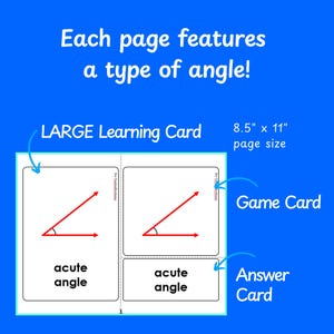 Types of Angles Flashcards, Fun Geometry Games for Kids, Preschool ...