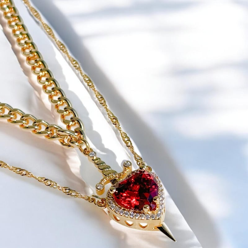 Heart and Sword Necklace - Etsy