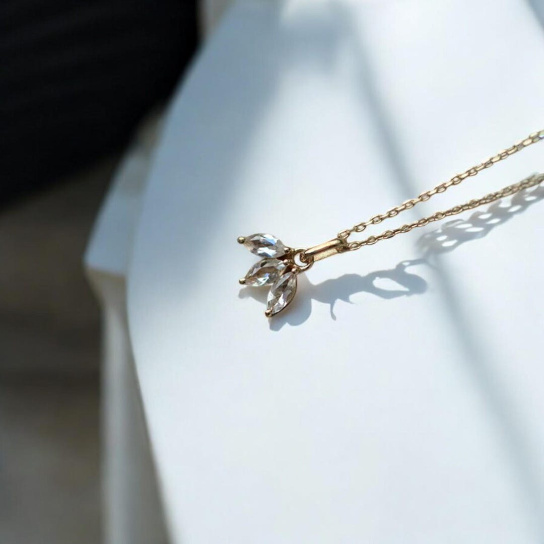 Minimal French Clover Pendant 14K Gold –925 Sterling Silver Necklace ...