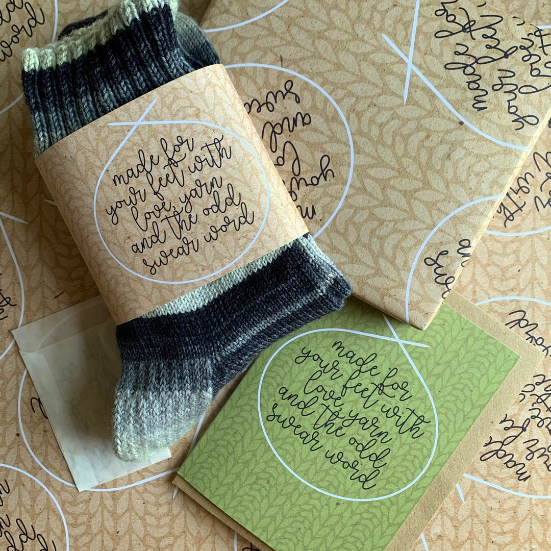 Sock Gift Kit - Greeting Card, Wrapping Paper, Band for Handmade Socks ...