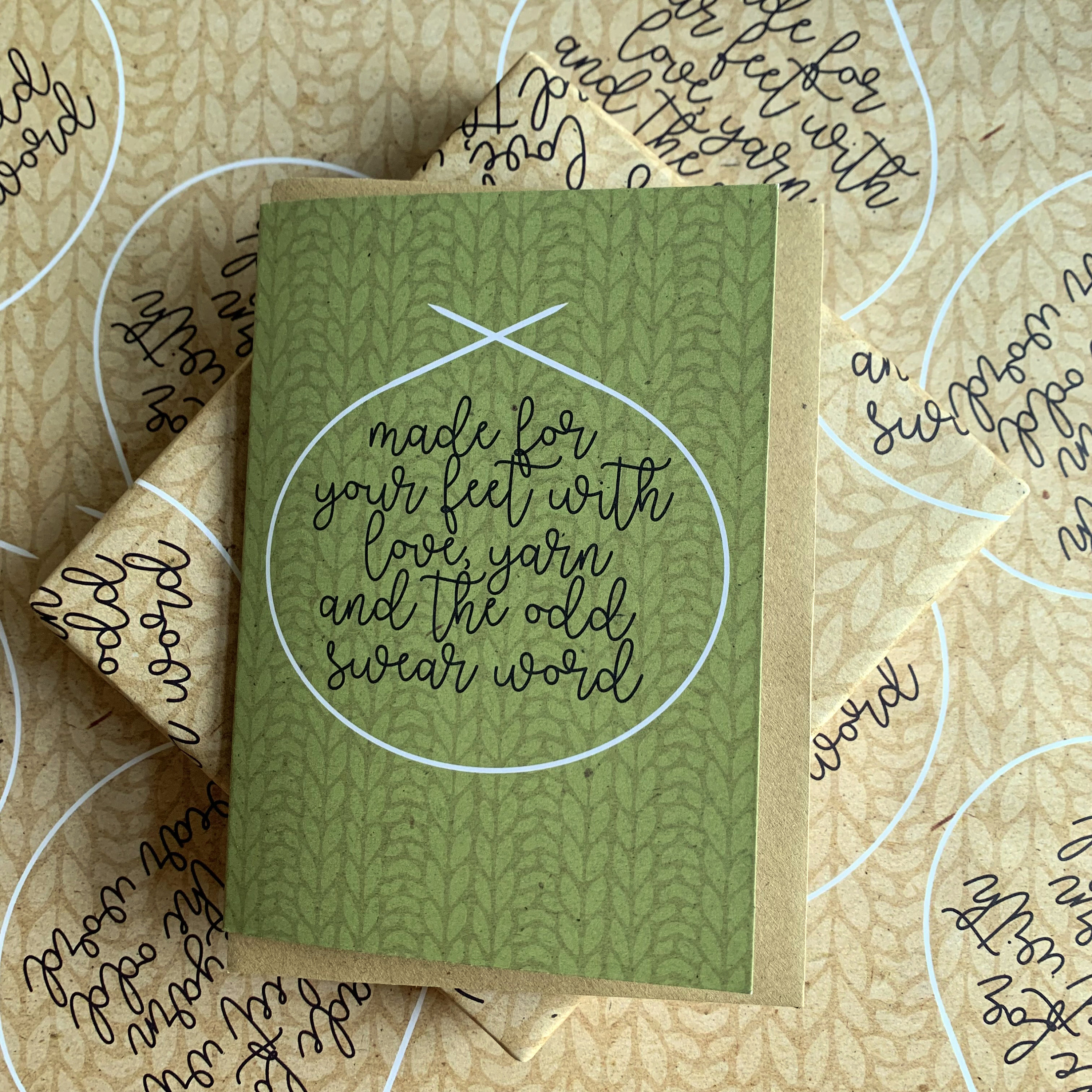 Sock Gift Kit - Greeting Card, Wrapping Paper, Band for Handmade Socks ...