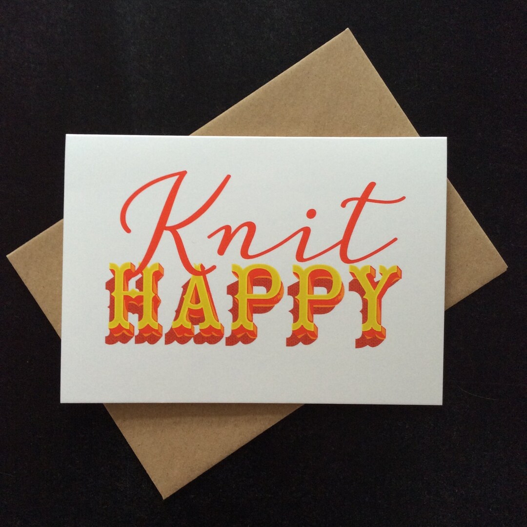 Knit Happy Greeting Card: for Knitters - Etsy