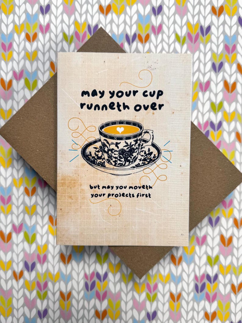 May Your Cup Runneth Over: Best Wishes Greeting Card - Etsy