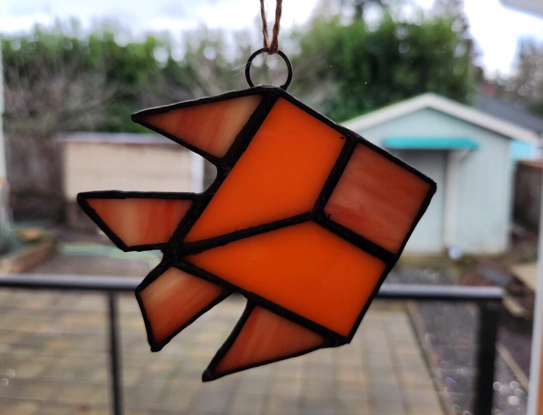 Stained Glass Goldfish Origami Suncatcher Ornament - Etsy