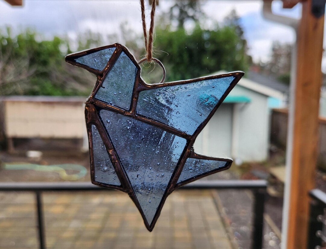 Stained Glass Ornament - Origami Crane Bird Suncatcher - Etsy